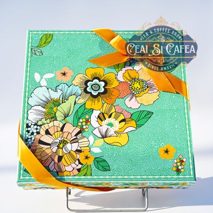 Platou etajat, din portelan, model FLORI EXOTICE - CEAI SI CAFEA